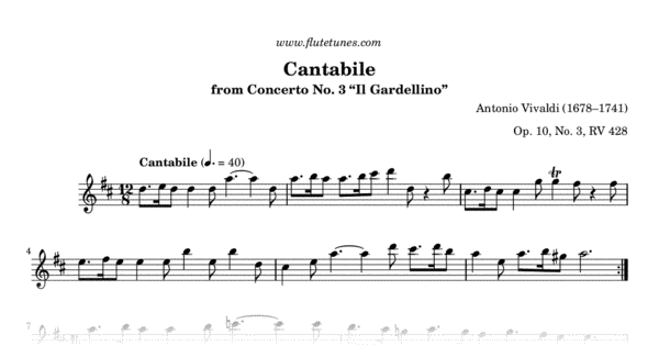 Cantabile from Concerto No. 3 “Il Gardellino” (A. Vivaldi) - Free Flute ...