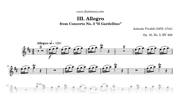 Allegro from Concerto No. 3 “Il Gardellino” (A. Vivaldi) - Free Flute ...