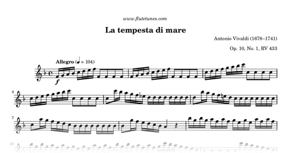 La tempesta di mare (A. Vivaldi) - Free Flute Sheet Music | flutetunes.com
