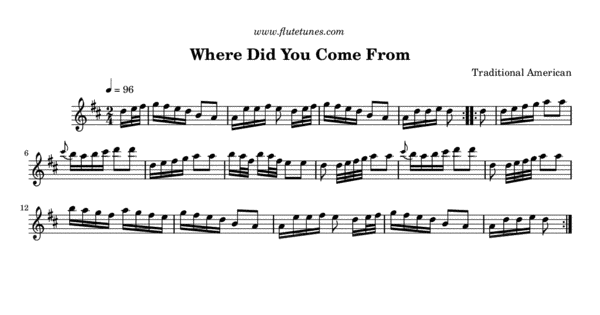 Where Did You Come From (Trad. American) - Free Flute Sheet Music ...