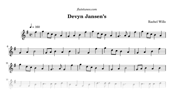 Devyn Jansen's (R. Wills) - Free Flute Sheet Music | flutetunes.com