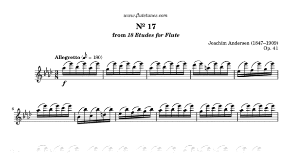 Study No. 17 in A-flat major from 18 Etudes for Flute (J. Andersen ...