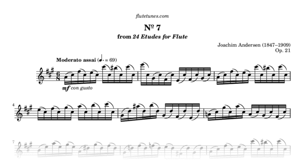 Study No. 7 in A major from 24 Etudes for Flute, Op. 21 (J. Andersen ...