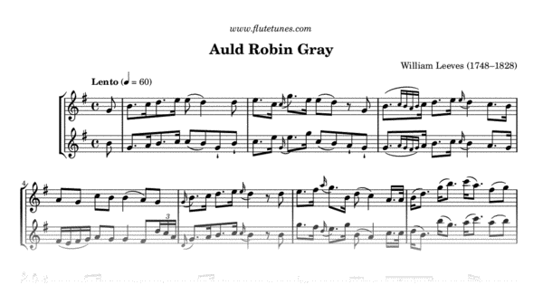 Auld Robin Gray (W. Leeves) - Free Flute Sheet Music | flutetunes.com