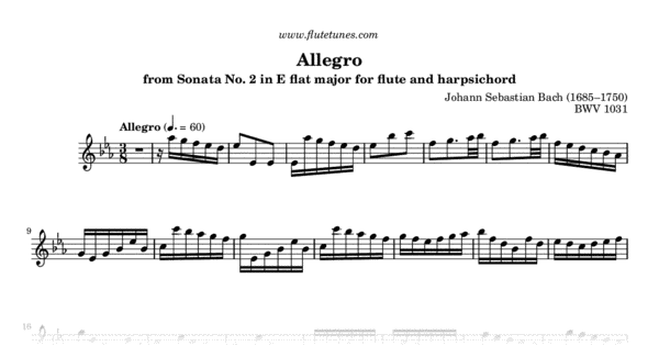 Allegro from Sonata No. 2 in E-flat major for flute and harpsichord (J ...