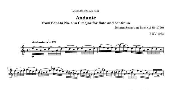 Andante from Sonata No. 4 in C major for flute and continuo (J.S. Bach ...