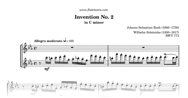 Invention No. 2 in C minor (J.S. Bach) - Free Flute Sheet Music ...