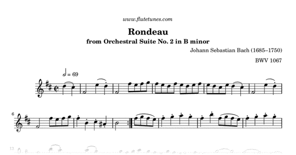 Rondeau from Orchestral Suite No. 2 in B minor (J.S. Bach) - Free Flute ...