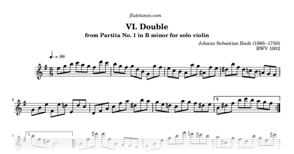 Double from Partita No. 1 in B minor for solo violin (J.S. Bach) - Free ...