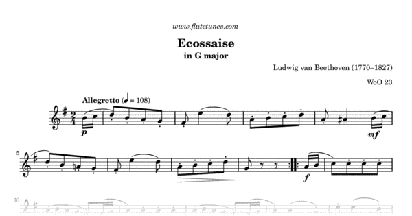 Ecossaise in G major (L. van Beethoven) - Free Flute Sheet Music ...