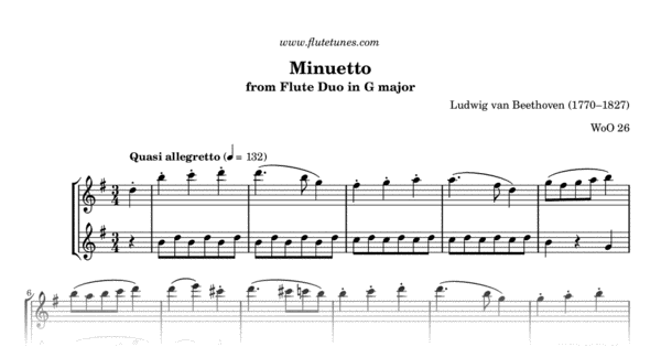 Minuetto from Flute Duo in G major (L. van Beethoven) - Free Flute ...