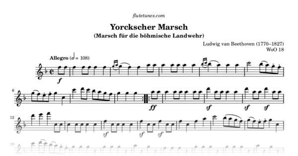Yorckscher Marsch (L. van Beethoven) - Free Flute Sheet Music ...