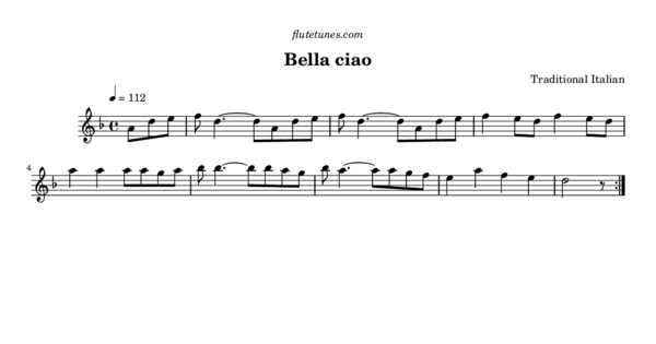 Bella ciao (Trad. Italian) - Free Flute Sheet Music | flutetunes.com