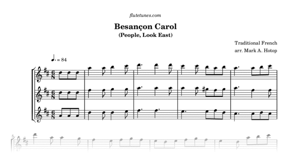 Besançon Carol (Trad. French) - Free Flute Sheet Music | flutetunes.com