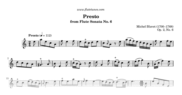 Presto from Flute Sonata No. 6 in A minor, “La Bouget” (M. Blavet ...