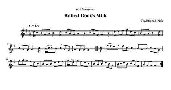 Boiled Goat's Milk (Trad. Irish) - Free Flute Sheet Music | flutetunes.com