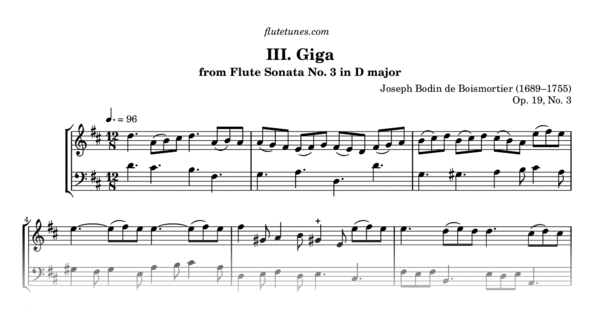 Giga from Flute Sonata in D major, Op. 19, No. 3 (J.B. de Boismortier ...