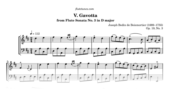 Gavotta from Flute Sonata in D major, Op. 19, No. 3 (J.B. de ...
