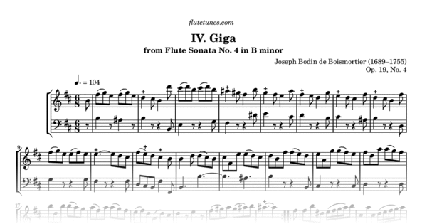 Giga from Flute Sonata in B minor, Op. 19, No. 4 (J.B. de Boismortier ...