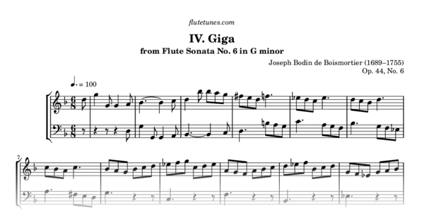 Giga from Flute Sonata in G minor, Op. 44, No. 6 (J.B. de Boismortier ...