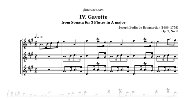 Gavotte from Sonata for 3 Flutes in A major, Op. 7, No. 3 (J.B. de ...