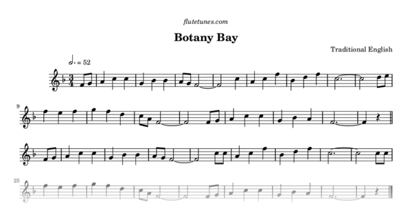 Botany Bay (Trad. English) - Free Flute Sheet Music | flutetunes.com