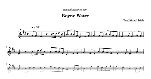 Boyne Water (Trad. Irish) - Free Flute Sheet Music | flutetunes.com