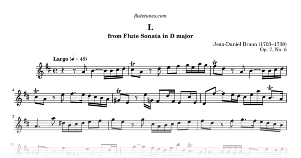 Largo from Flute Sonata in D major, Op. 7, No. 5 (J.-D. Braun) - Free ...