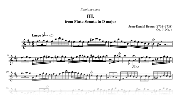 Largo from Flute Sonata in D major, Op. 7, No. 5 (J.-D. Braun) - Free ...