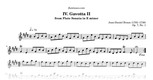 Gavotta II from Flute Sonata in E minor, Op. 7, No. 1 (J.-D. Braun ...