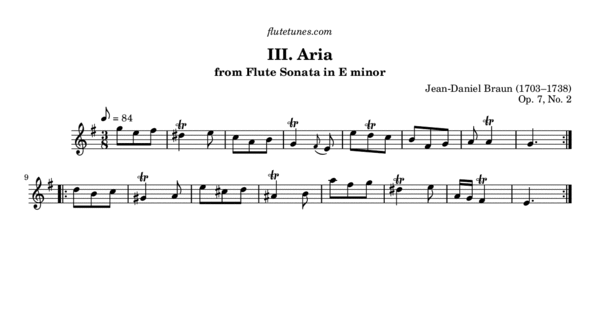 Aria from Flute Sonata in E minor, Op. 7, No. 2 (J.-D. Braun) - Free ...