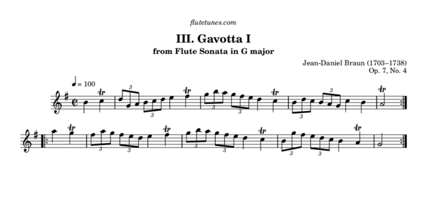 Gavotta I from Flute Sonata in G major, Op. 7, No. 4 (J.-D. Braun ...