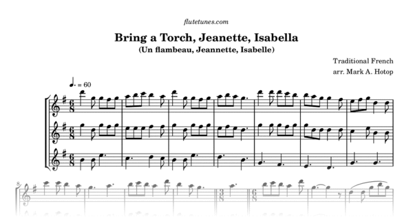 Bring a Torch, Jeanette, Isabella (Trad. French) - Free Flute Sheet ...