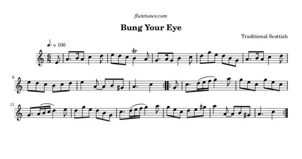 Bung Your Eye (Trad. Scottish) - Free Flute Sheet Music | flutetunes.com