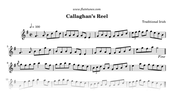 Callaghan's Reel (Trad. Irish) - Free Flute Sheet Music | flutetunes.com