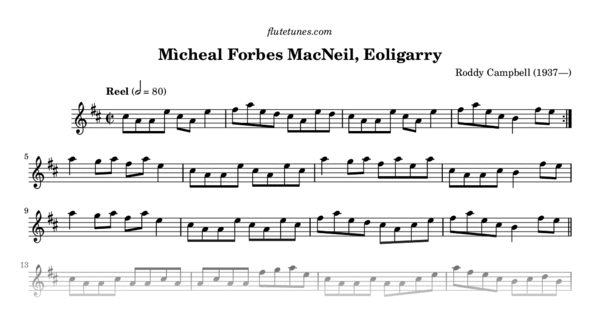 Mìcheal Forbes MacNeil, Eoligarry (R. Campbell) - Free Flute Sheet ...