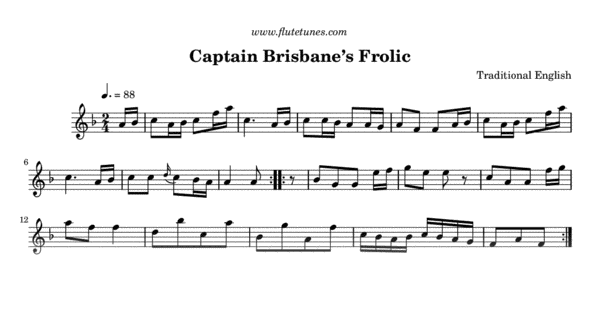 Captain Brisbane's Frolic (Trad. English) - Free Flute Sheet Music ...