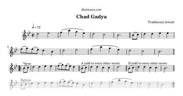 Chad Gadya (Trad. Jewish) - Free Flute Sheet Music | flutetunes.com