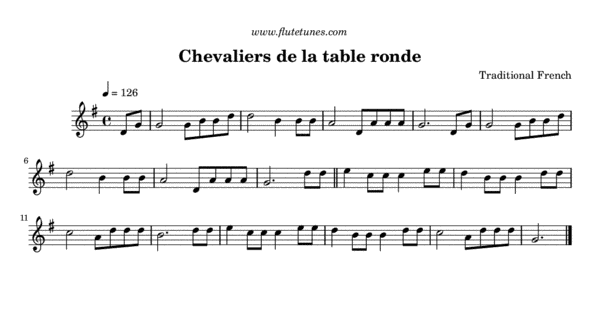 Chevaliers de la table ronde (Trad. French) - Free Flute Sheet Music ...
