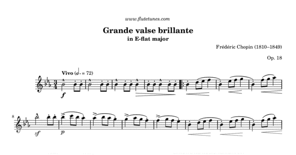 Grande valse brillante in E-flat major (F. Chopin) - Free Flute Sheet ...