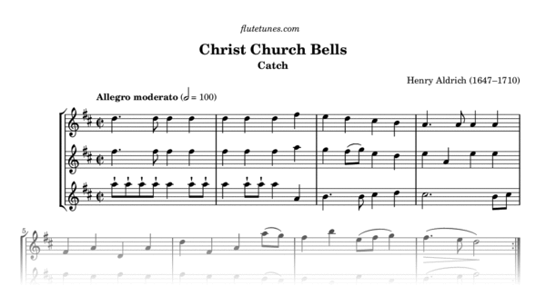 Christ Church Bells (H. Aldrich) - Free Flute Sheet Music | flutetunes.com