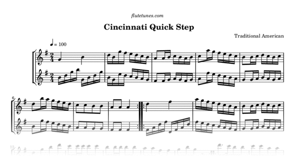 Cincinnati Quick Step (Trad. American) - Free Flute Sheet Music ...