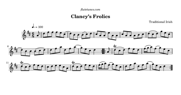 Clancy's Frolics (Trad. Irish) - Free Flute Sheet Music | flutetunes.com