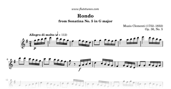 Rondo from Sonatina No. 5 in G major (M. Clementi) - Free Flute Sheet ...