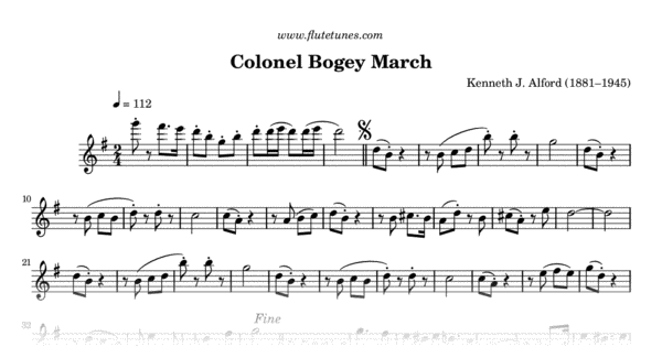 Colonel Bogey March (F.J. Ricketts) - Free Flute Sheet Music ...