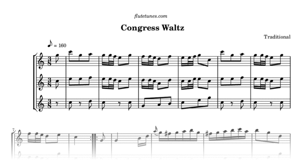 Congress Waltz (Traditional) - Free Flute Sheet Music | flutetunes.com