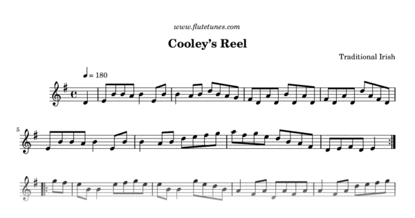 Cooley's Reel (Trad. Irish) - Free Flute Sheet Music | flutetunes.com