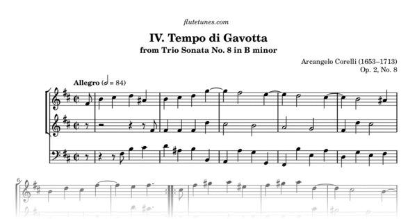 Tempo di Gavotta from Trio Sonata No. 8 in B minor (A. Corelli) - Free ...