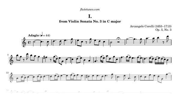 Adagio from Violin Sonata No. 3 in C major (A. Corelli) - Free Flute ...