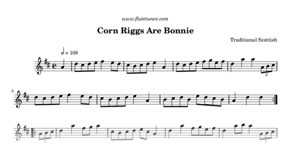 Corn Riggs Are Bonnie (Trad. Scottish) - Free Flute Sheet Music ...